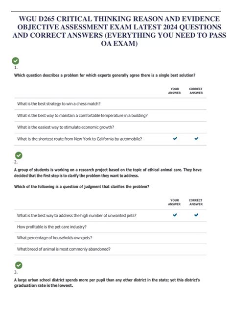 Wgu D265 Critical Thinking Reason And Evidence Objective Assessment