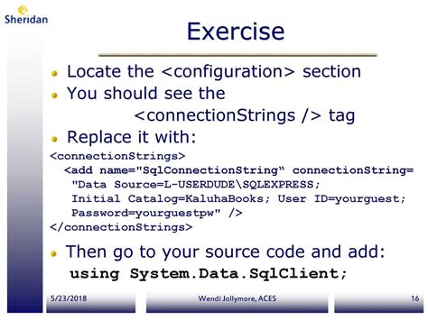 Prog Advanced Web Apps 5232018 Notes On Adonet 1 Wendi Jollymore
