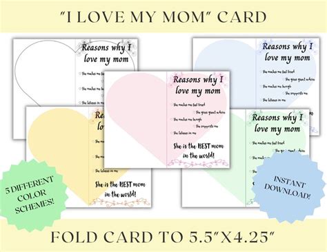 I Love My Mom Card Mom Cards I Love Mom Mothers Day Printables