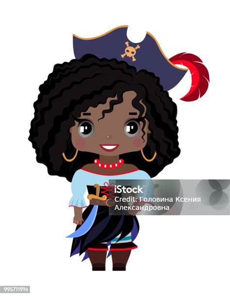 깃털 부츠 칼과 보물 지도 함께 해 적 옷 모자에 작은 해 적 소녀 검에 대한 스톡 벡터 아트 및 기타 이미지 검 고대