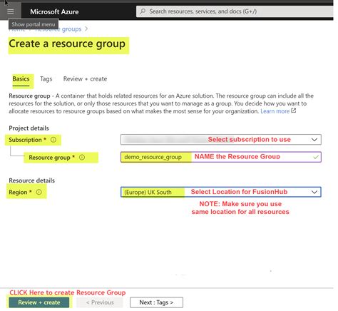 Deploying Fusionhub In Microsoft Azure Using Its Dashboard Azure Gui Knowledgebase