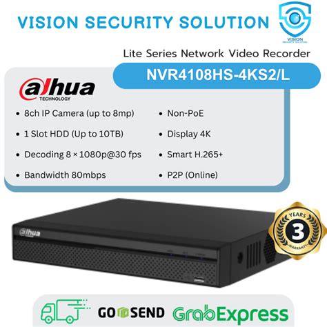 Jual Nvr Ip Dahua 8ch Non Poe Nvr4108hs 4ks2 L 1 Hdd 4k H 265 Lite Series Shopee Indonesia