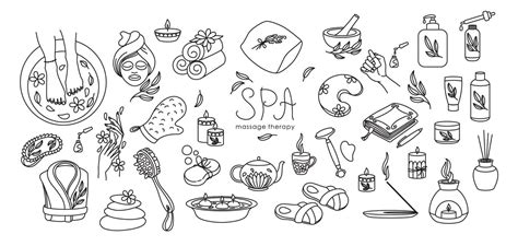 Spa Massage Therapy Outline Icons Set Vector 26235983 Vector Art At Vecteezy