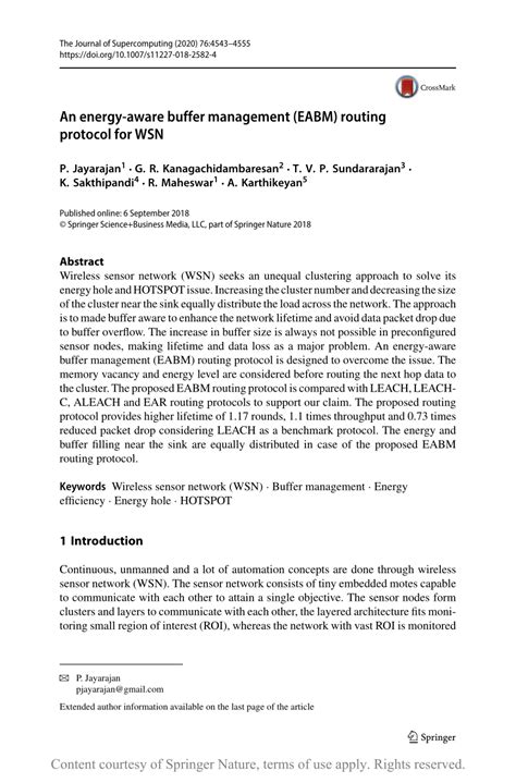 An Energy Aware Buffer Management Eabm Routing Protocol For Wsn Request Pdf