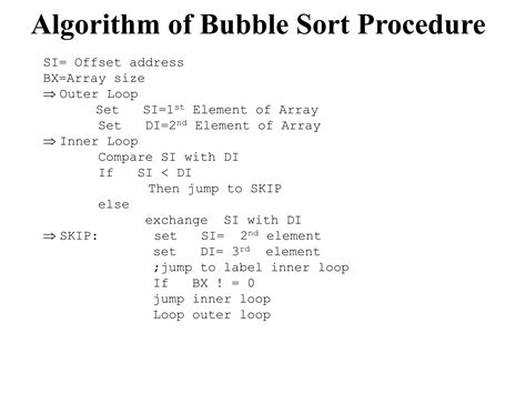 Bubble Sorting Of An Array In 8086 Assembly Language Pptx