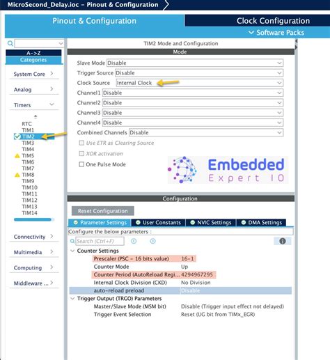 Stm32 Timers Applications Delay In Microseconds Embeddedexpertio