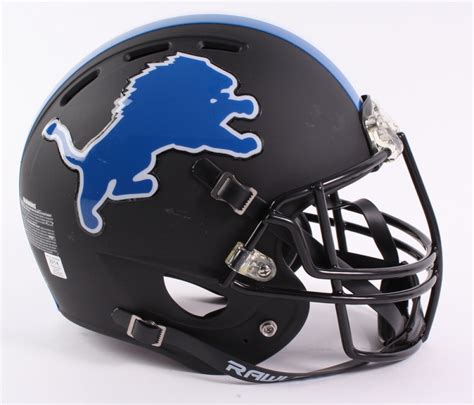 Detroit Lions Custom Full Size Matte Black Authentic Pro Line Helmet