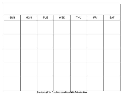 Blank Calander Template Sampletemplate My Id