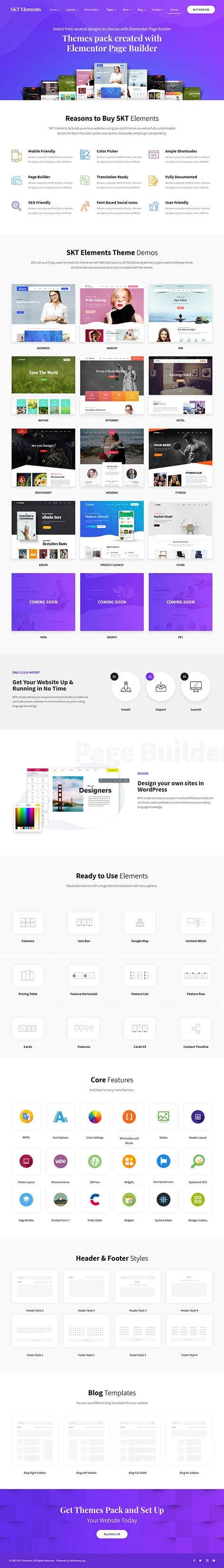 Skt Elements Elementor Wordpress Theme Built Using Page Builder