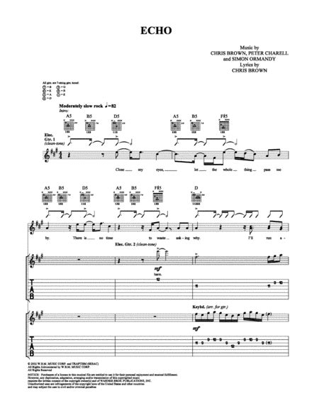 Echo By Trapt Electric Guitar Digital Sheet Music Sheet Music Plus