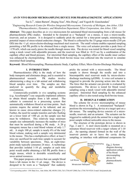 Pdf An In Vivo Blood Microsampling Device For Pharmacokinetic Applications Pdf An In Vivo Blood Microsampling Device For Pharmacokinetic Applications