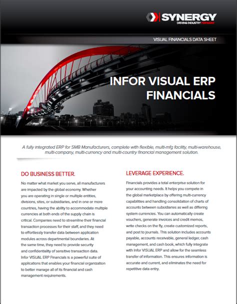 Infor Visual Financials Synergy Resources