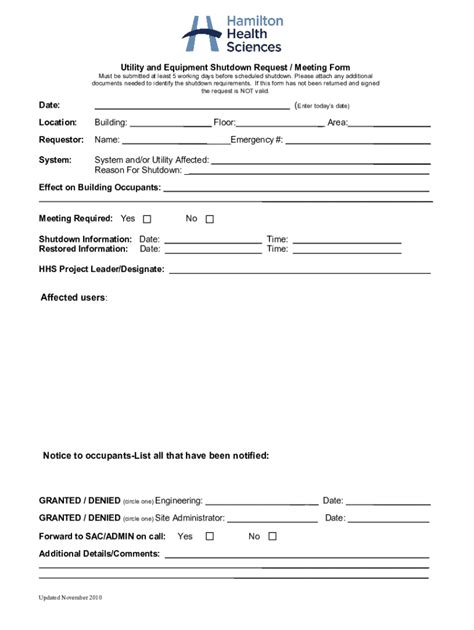 Fillable Online Sjc Airport Utilities Shutdown Request Form Fax Email Print Pdffiller