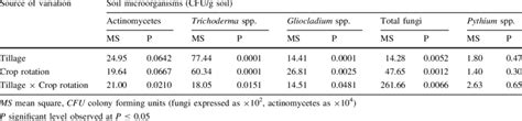 Of Anova For Actinomycetes Trichoderma Spp Gliocladium Spp Total Download Scientific