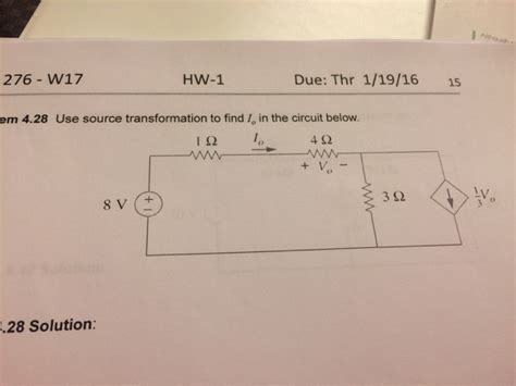 Solved Use Source Transformation To Find Id In The Circuit