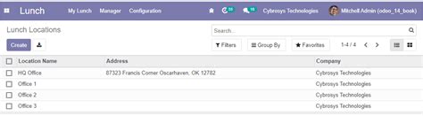Lunch Locations Odoo 14 Community Edition Book Lunch