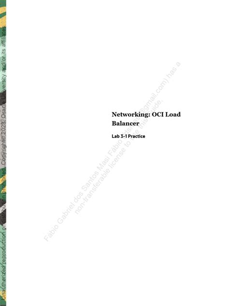 Networking Oci Load Balancer Lab 3 1 Practice Pdf Load Balancing