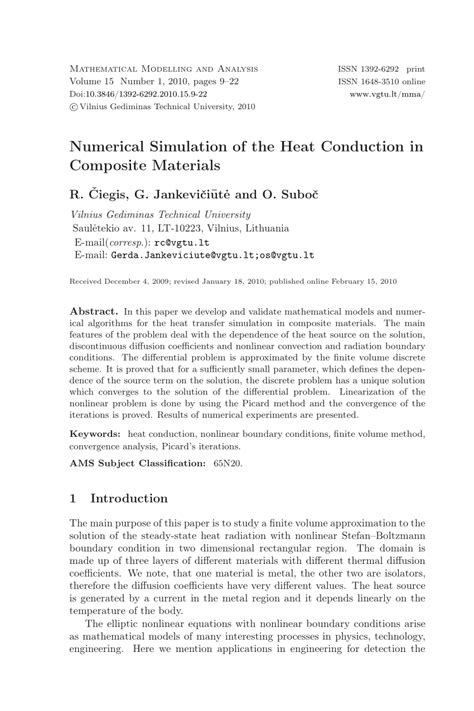 Pdf Numerical Simulation Of The Heat Conduction In Composite Materials
