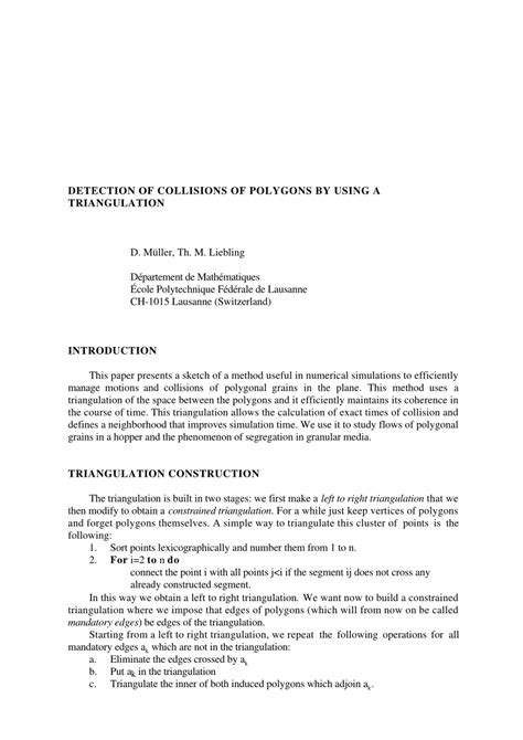 Pdf Detection Of Collisions Of Polygons By Using A Triangulation