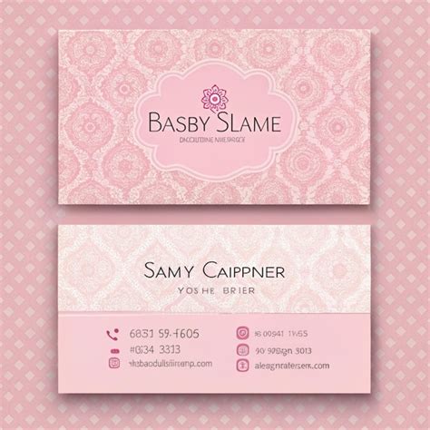 Um cartão de visita rosa e branco com um fundo rosa com um desenho rosa e branco imagem