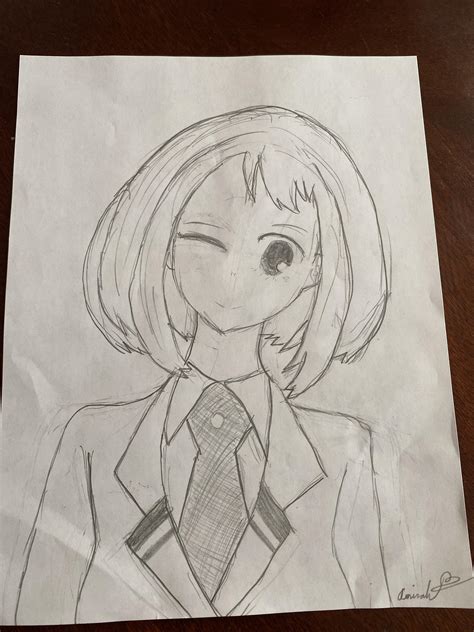My First Fan Art Of Uraraka It Was With Only Pencil On A Piece Of Paper Scrolller