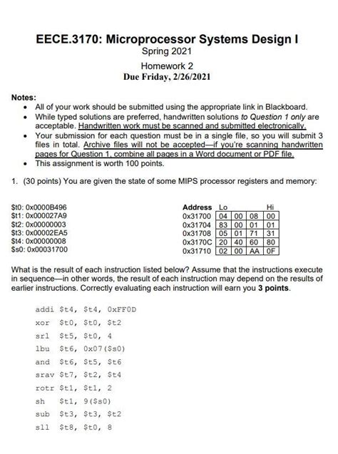 EECE Microprocessor Systems Design I Spring Chegg Com
