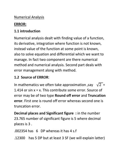 Class Notes Numerical Analysis Pdf Numerical Analysis Mathematics
