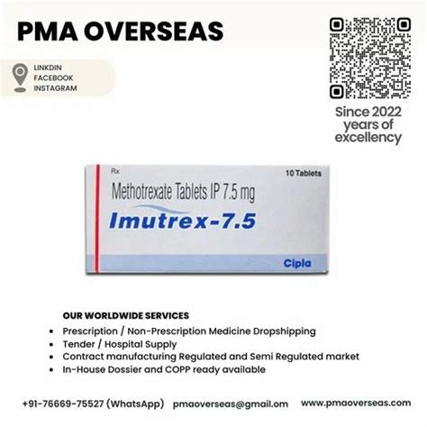 Imutrex 75 Imutrex Methotrexate 75 Mg Tablets At ₹ 121stripe