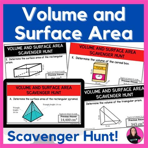 Volume And Surface Area Prisms Pyramids 7th Grade Math Activity Scavenger Hunt