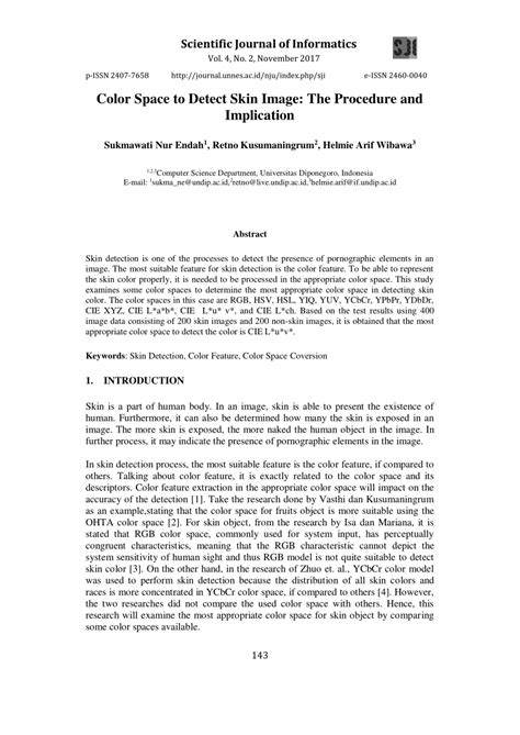 pdf color space to detect skin image the procedure and implication