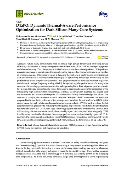 Pdf Dtapo Dynamic Thermal Aware Performance Optimization For Dark Silicon Many Core Systems