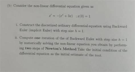 Solved B Consider The Non Linear Differential Equation