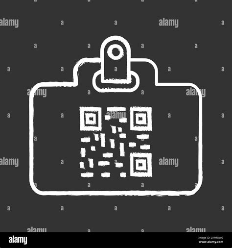 Qr Code Identification Card Chalk Icon Name Badge With Matrix Barcode Id Card With 2d Code