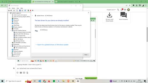 My Touchpad Not Working I Get I2C HID Device Code 10 Error Please Help Acer Community