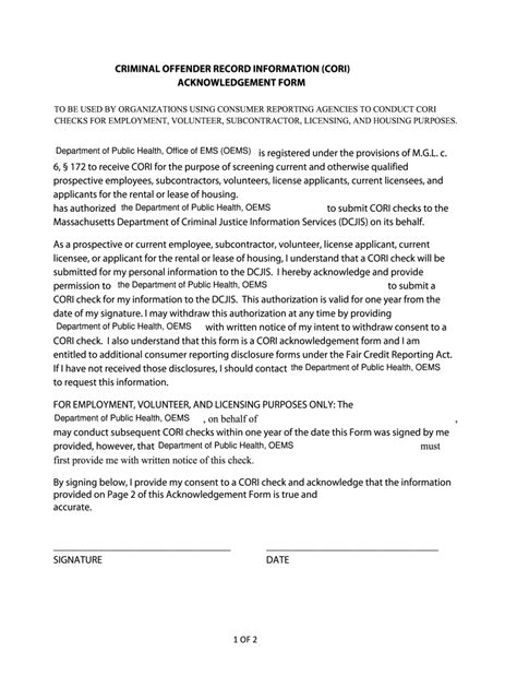 Cori Acknowledgment Form Massgov Mass Fill And Sign Printable Template Online Us