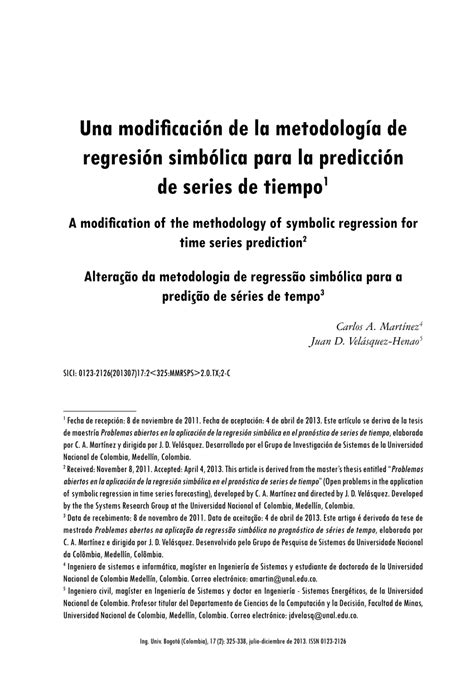Pdf A Modification Of The Methodology Of Symbolic Regression For Time Series Prediction