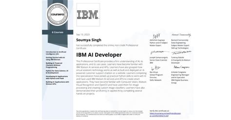 Soumya Singh On Linkedin Completion Certificate For Ibm Applied Ai