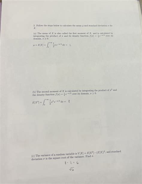 Solved Follow the steps below to calculate the mean μ and Chegg