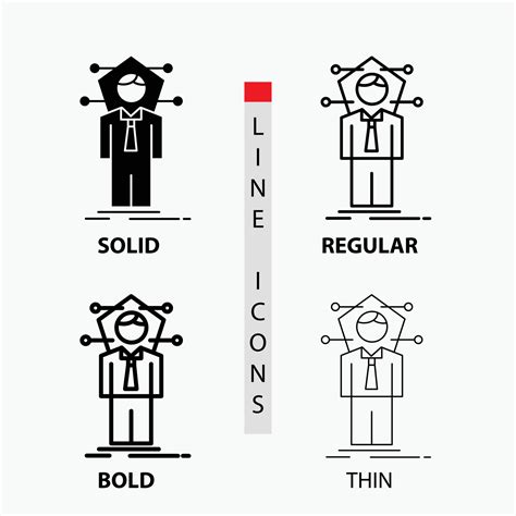 Business Connection Human Network Solution Icon In Thin Regular Bold Line And Glyph Style