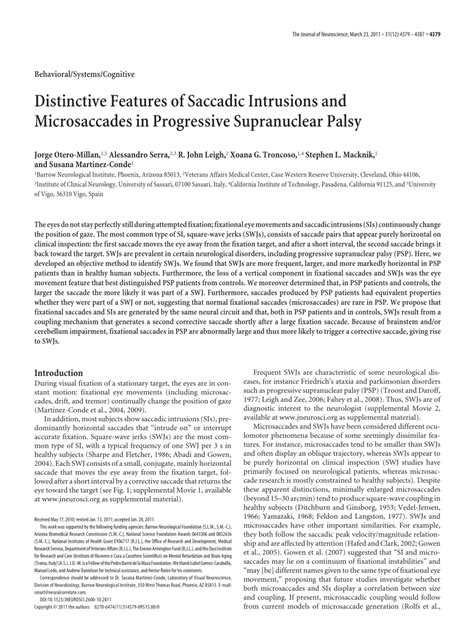 Pdf Distinctive Features Of Saccadic Intrusions And Microsaccades In Progressive Supranuclear