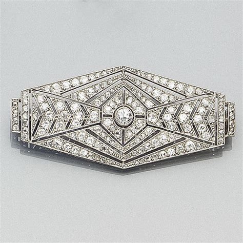 Bonhams An Art Deco Diamond Plaque Brooch