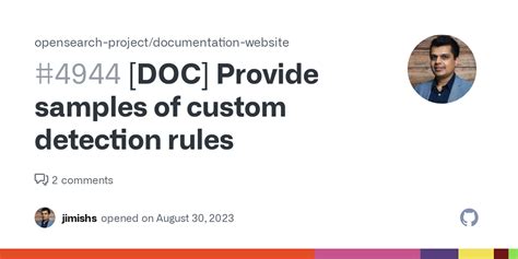 Doc Provide Samples Of Custom Detection Rules · Issue 4944 · Opensearch Projectdocumentation