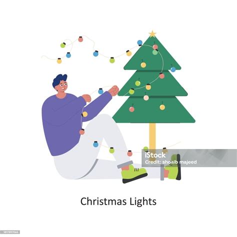 크리스마스 조명 벡터 평면 디자인 일러스트 레이 션입니다 흰색 배경의 기호 Eps 10 파일 겨울에 대한 스톡 벡터 아트 및 기타 이미지 Istock