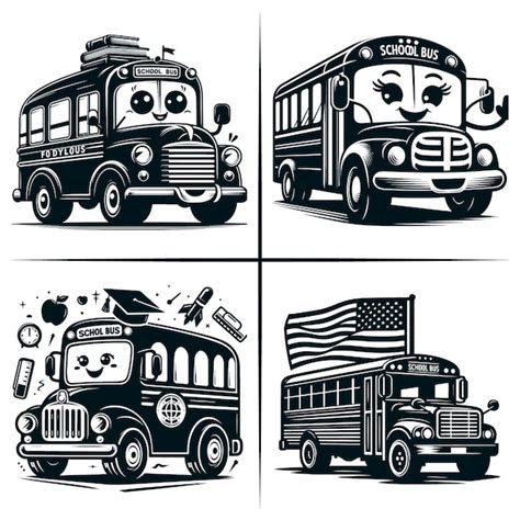Premium Vector Funny School Bus Silhouette Vector Fileback To