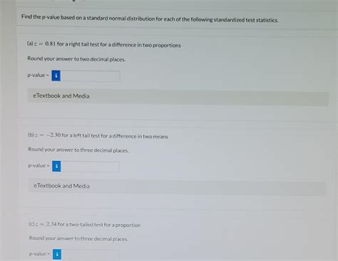 Solved Find The P Value Based On A Standard Normal