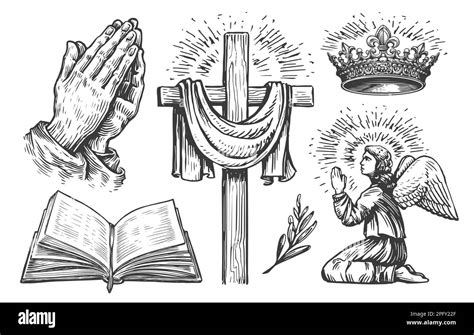Christian Cross Praying Angel Open Holy Bible Hands In Prayer Crown