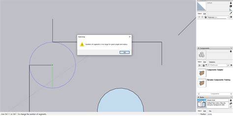 Number Of Segments To Large For Given Angle And Radius Sketchup