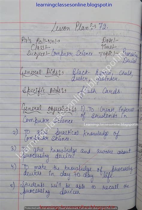 Lesson Plan For Computer Science Free Download Pdf