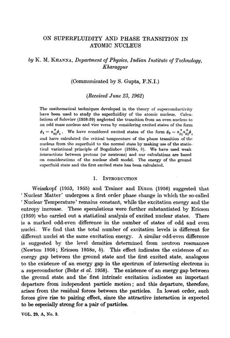 Pdf On Superfluidity And Phase Transition In Atomic Nucleus