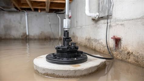 A Sump Pump Stands In A Flooded Basement Addressing Water And Possible